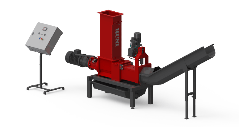Dewater and Compact Wet Stickers/Labels | RUNI Screw Compactor